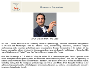Dr. Gulani Honored by His Alumni & Alma Mater | Prestigious Recognition